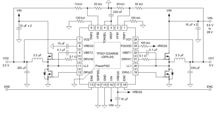 TPS51123A Dual-Synchronous Step-Down Controllers - TI | Mouser