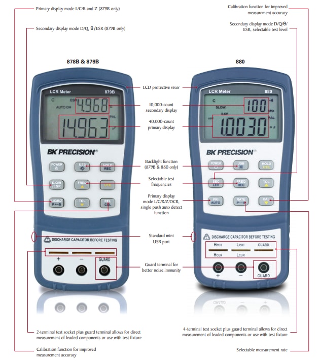 880 LCR Dual-Display Handheld Meter - B&K | Mouser