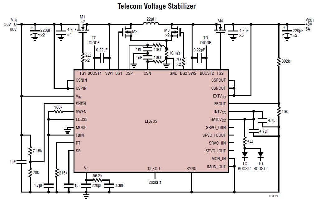 LT8705/A 4-Switch Buck-Boost DC/DC Controllers - ADI | Mouser