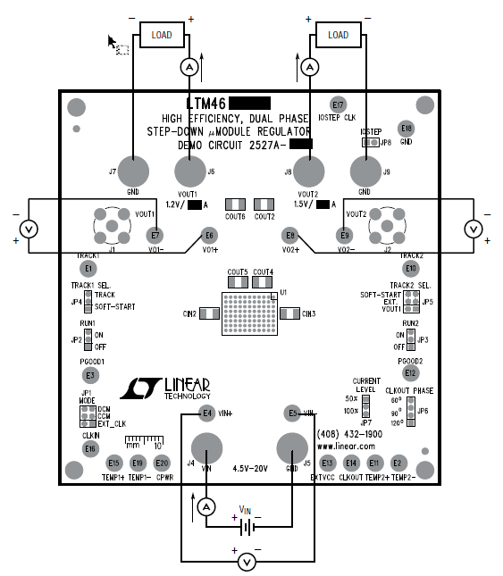 DC2527A-B DemoBoard for LTM4646 μModule Regulator - ADI | Mouser
