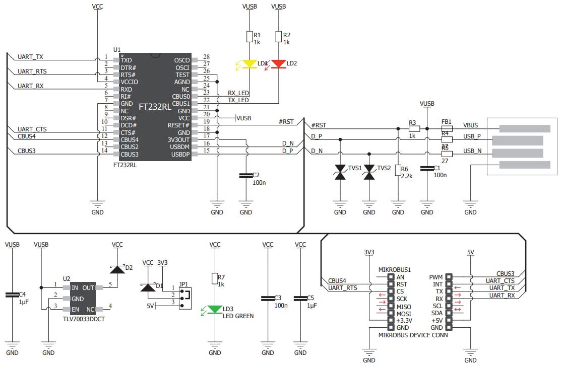 USB UART 4 Click Board - Mikroe | Mouser