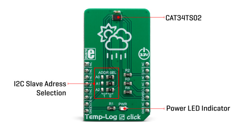 MIKROE-3442 Temp-Log 5 Click Board - Mikroe | Mouser