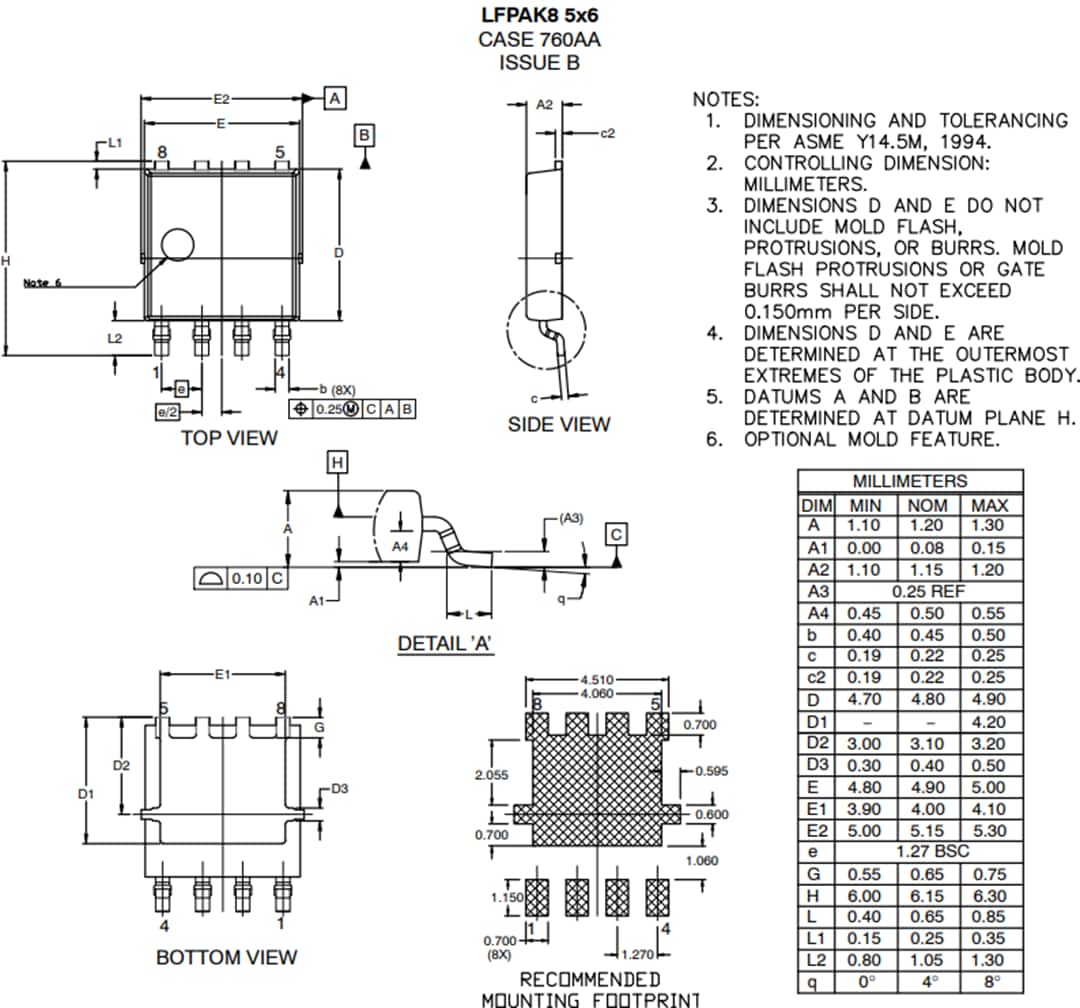 LFPAK8 Automotive N-Channel Power MOSFETs - onsemi | Mouser
