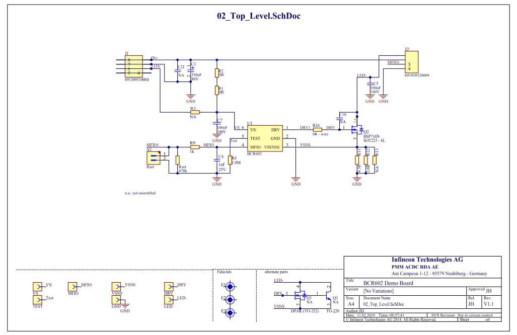BCR602 Linear LED Driver Demonstration Board - Infineon Technologies | Mouser