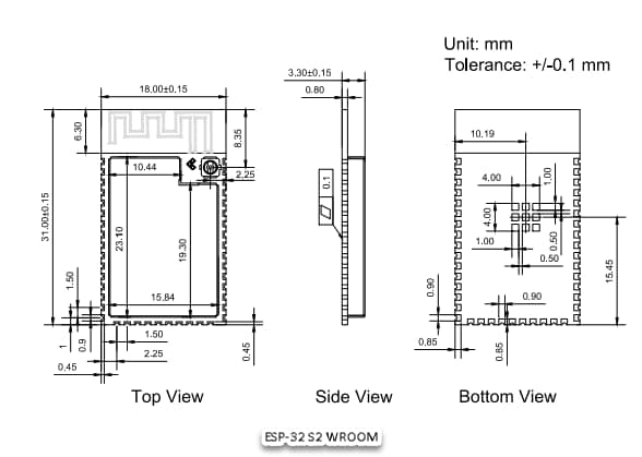 ESP32-S2 Solo Wi-Fi Module (PCB Antenna) - DFRobot | Mouser