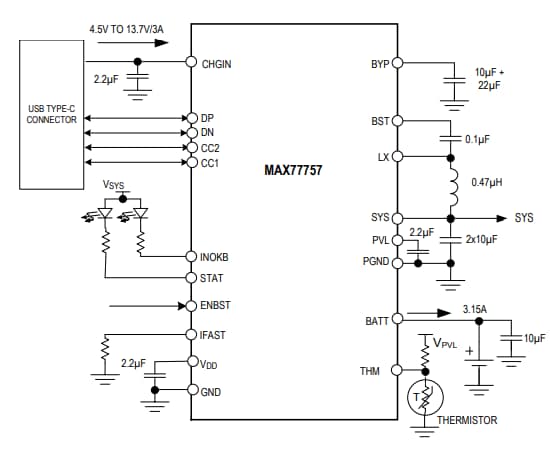 MAX77757 USB Type-C Autonomous Charger - Analog Devices / Maxim ...