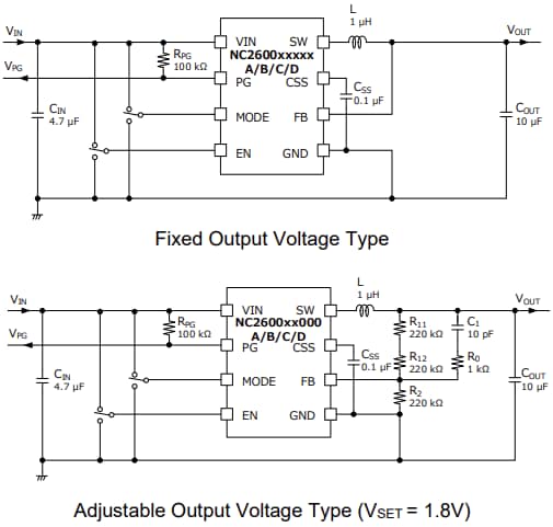 NC2600 2A PWM/PFM Step-down Switching Regulators - Nisshinbo | Mouser