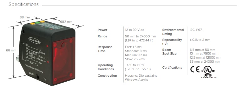 LTF Long-Range Time-of-Flight (ToF) Laser Sensors - Banner Engineering ...