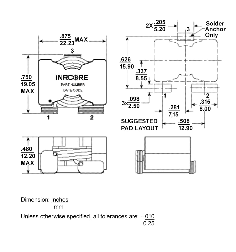 PL2058 SMT Power Inductors - iNRCORE | Mouser