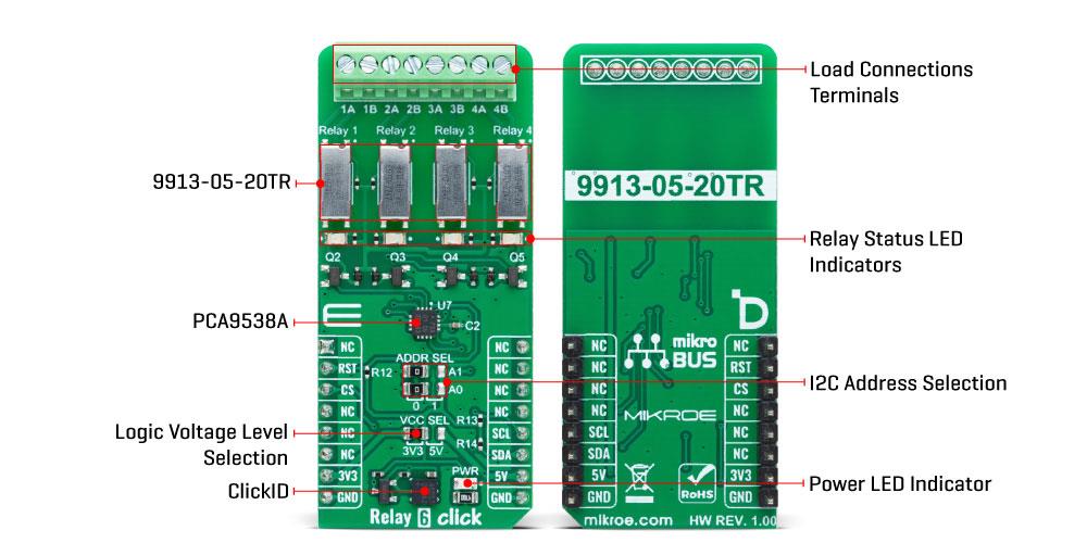MIKROE-6001 Relay 6 Click - Mikroe | Mouser