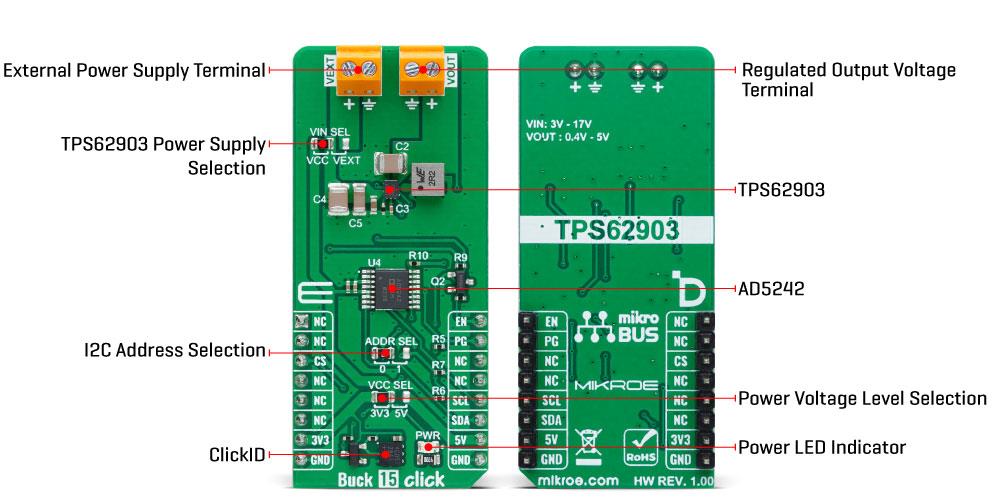MIKROE-6044 Buck 15 Click - Mikroe | Mouser