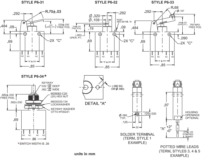 P6-3 Subminiature Sealed Limit Switches - OTTO | Mouser
