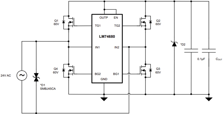 LM74680 Ideal Diode Bridge Controller - TI | Mouser